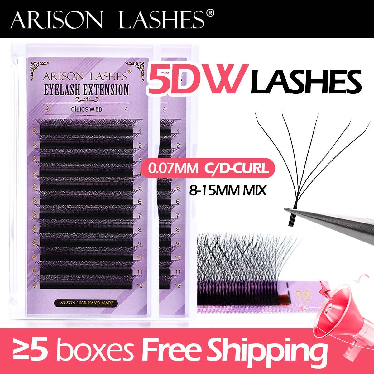 ARISON-New-5D-W-Lashes-Cilios-Brasileiro-y-Soft-Volume-Eyelashes-W ...