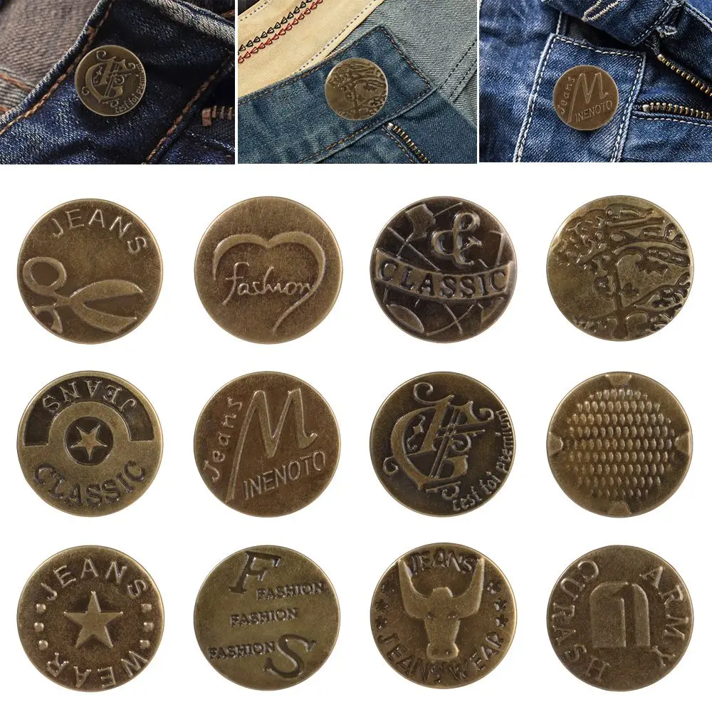 10PCS-Retro-Jeans-Buttons-Bronze-Denim-Threaded-Buttons-No-Sewing ...