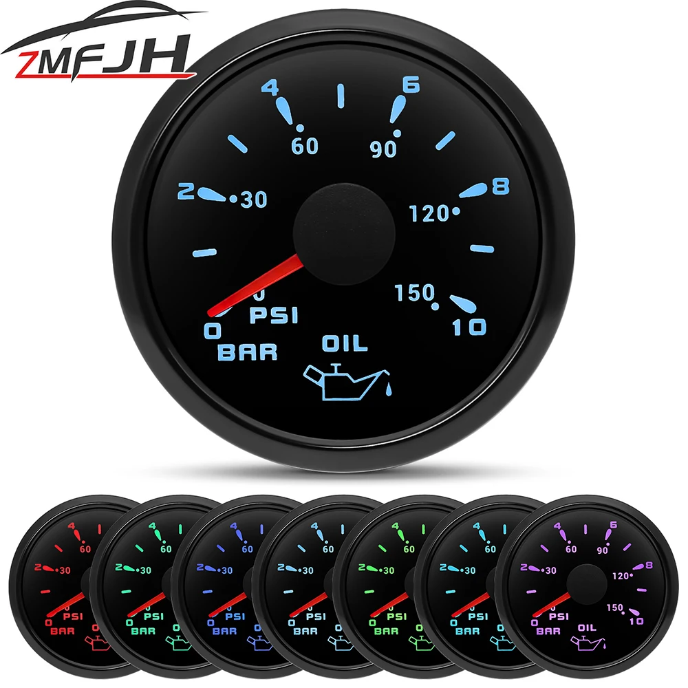 2" 52MM Oil Press Gauge 0-10 Bar 0-150 PSI Oil Pressure Meter For ...