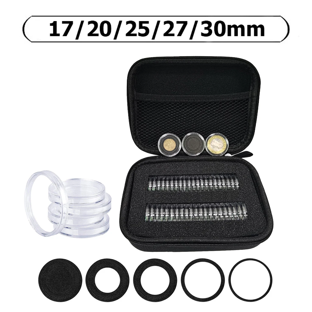 42Pcs 30mm Coin Capsules Cases with (17/20/25/27mm) Black Foam Gaskets ...