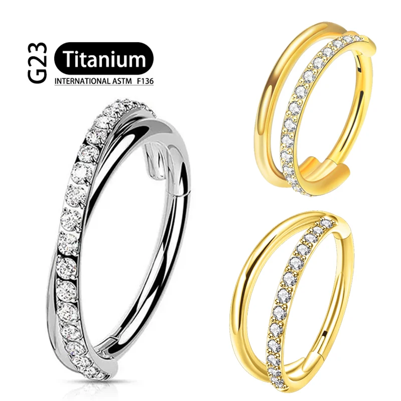 G23-16G-Titanium-CZ-Row-Conch-Nose-Ring-Cartilage-Hoop-Daith-Tragus ...