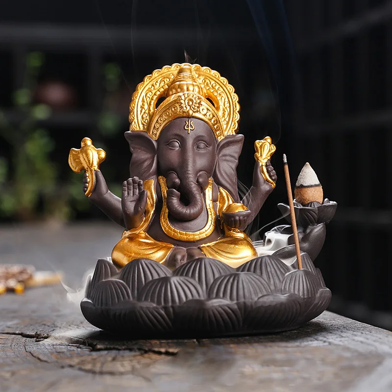 Ornamento Zen India Elefante Dio Buddha Argilla viola Riflusso Porta ...