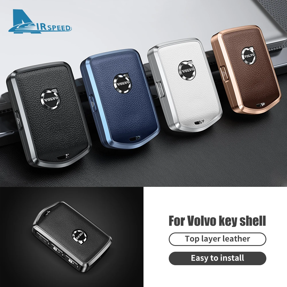 Metal Cowhide Car Remote Key Case Cover Shell For Volvo XC60 XC40 XC90 ...