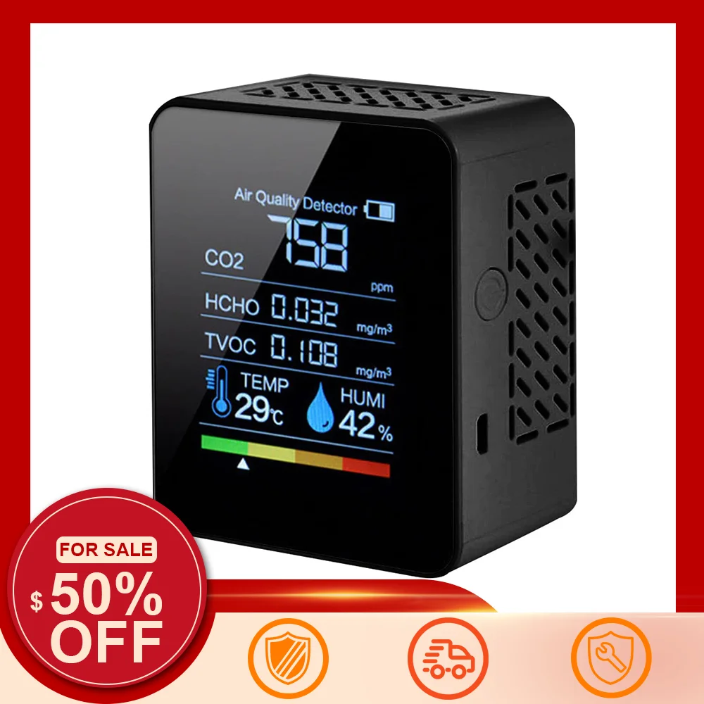 Multifunctional 5in1 Co2 Meter Digital Temperature Humidity Tester ...