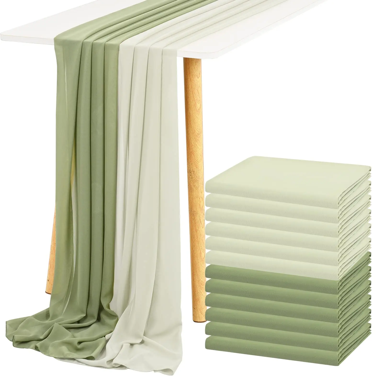 12PCS-30x300cm-Chiffon-Wedding-sage-Table-Runner-Table-Setting-Gauze ...