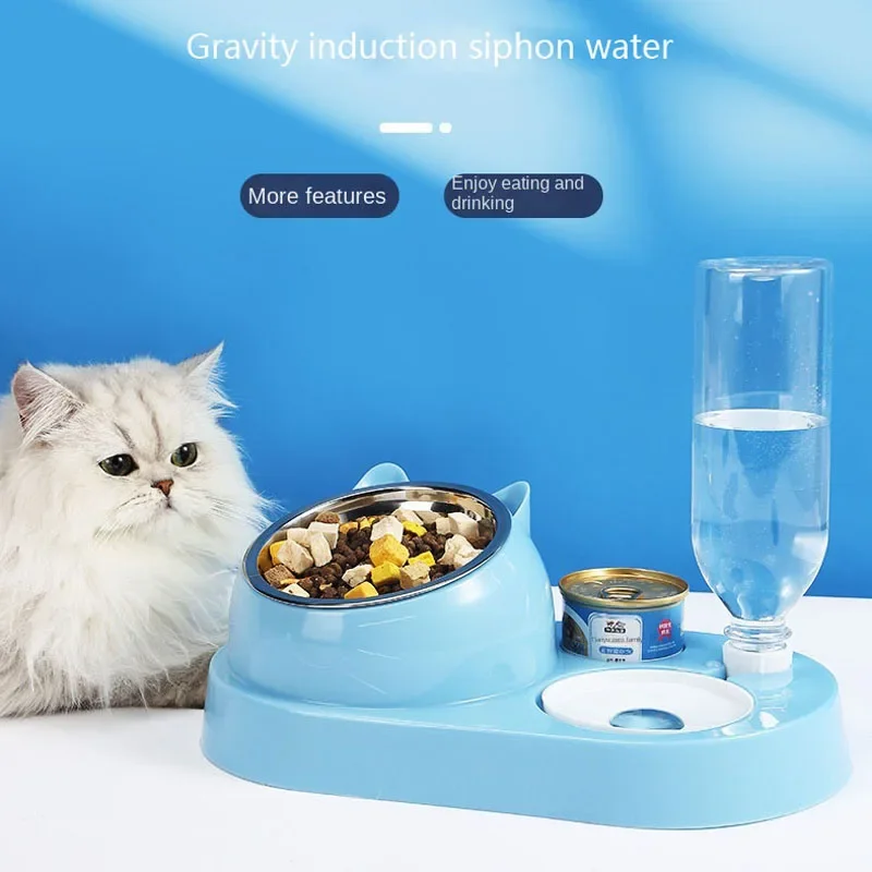 Pet-Cat-Bowl-Automatic-Feeder-Water-Dispenser-Dog-Cat-Food-Bowl-with ...
