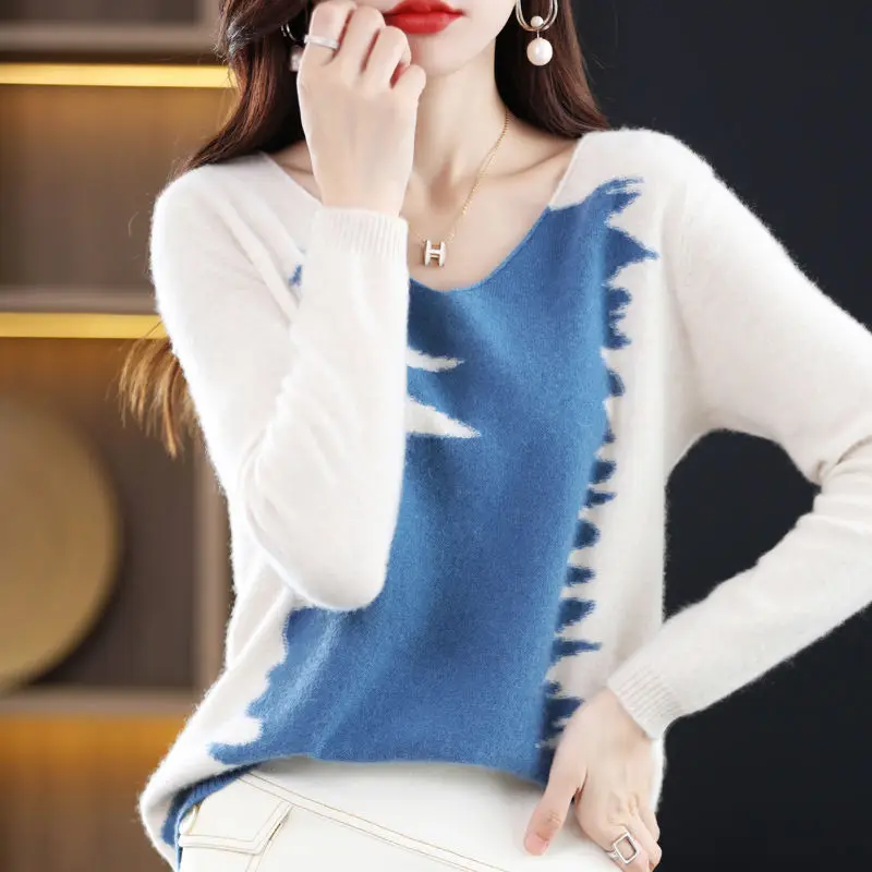 Spring-Autumn-New-Fashion-Turn-down-Collar-Long-Sleeve-Pullovers-Women ...