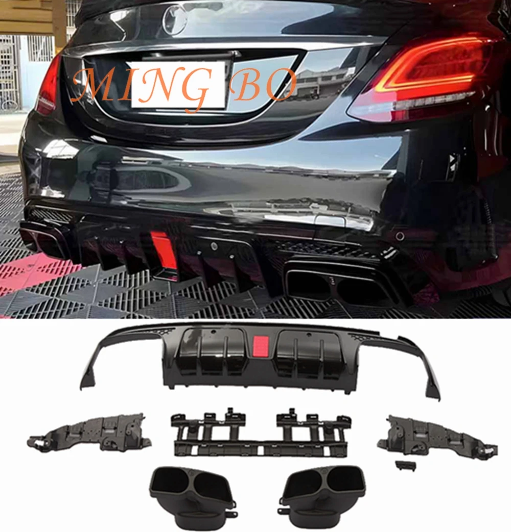 Diffuser-Exhaust-Tips-C63-Style-FOR-Mercedes-Benz-C-Class-W205-C205 ...