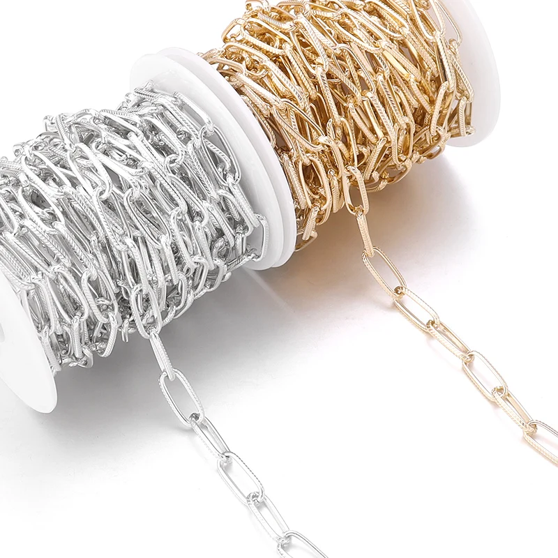 5-Yards-Roll-Aluminium-Paperclip-Chains-Ripple-Oval-Cross-Chain-for ...