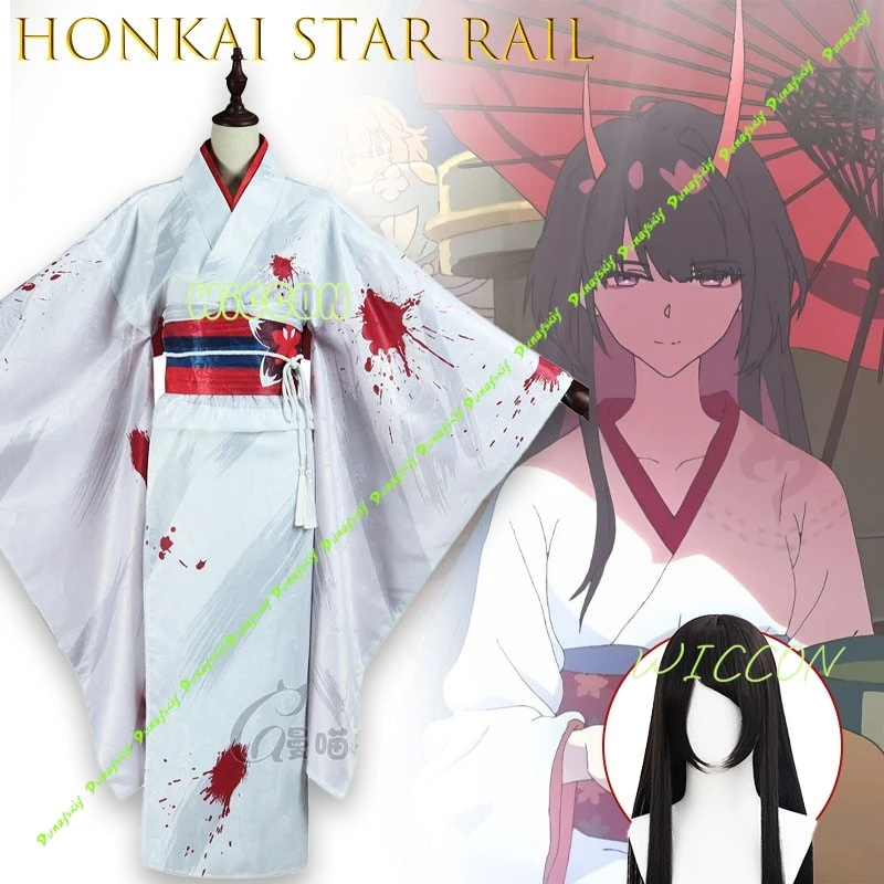 Acheron Honkai Star Rail Cosplay Costume Blood Stained Kimono Spoof ...