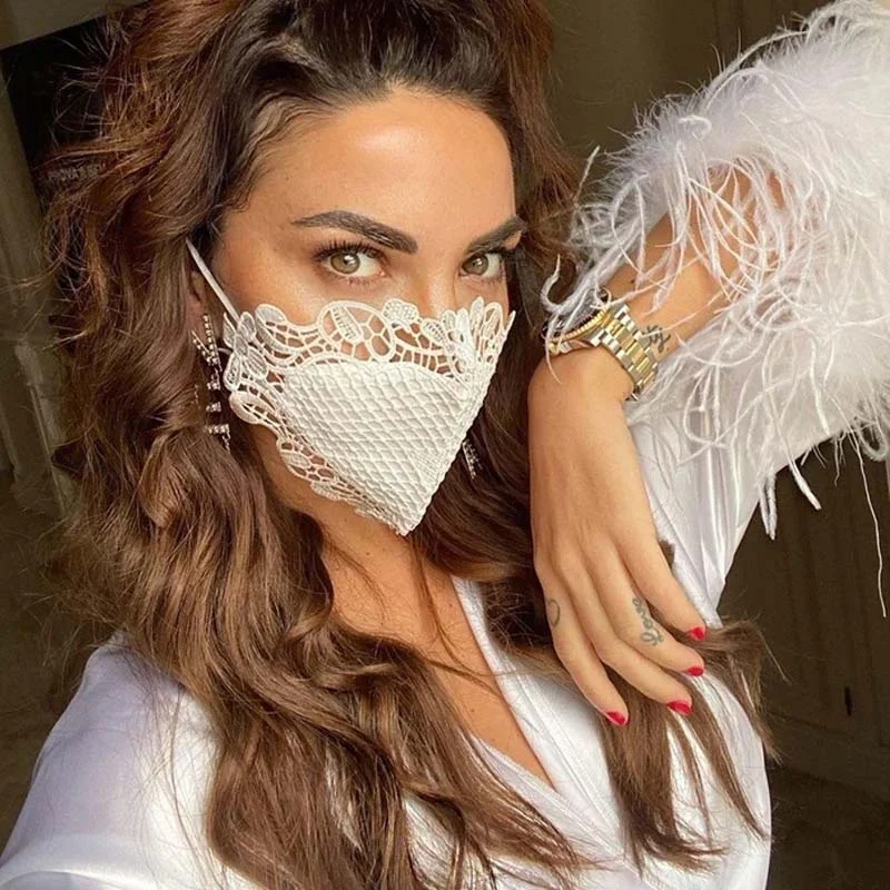 Lace Face Mask Women's Summer Outdoor Anti-ultraviolet Sunscreen Masks ...