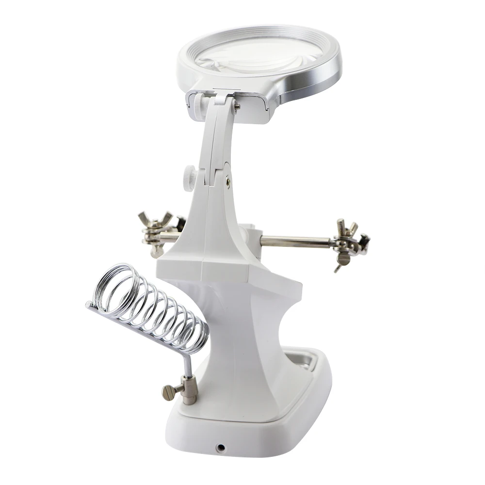Enhanced LED Magnifying Glass with Third Hand Clips (Simple Magnifier)