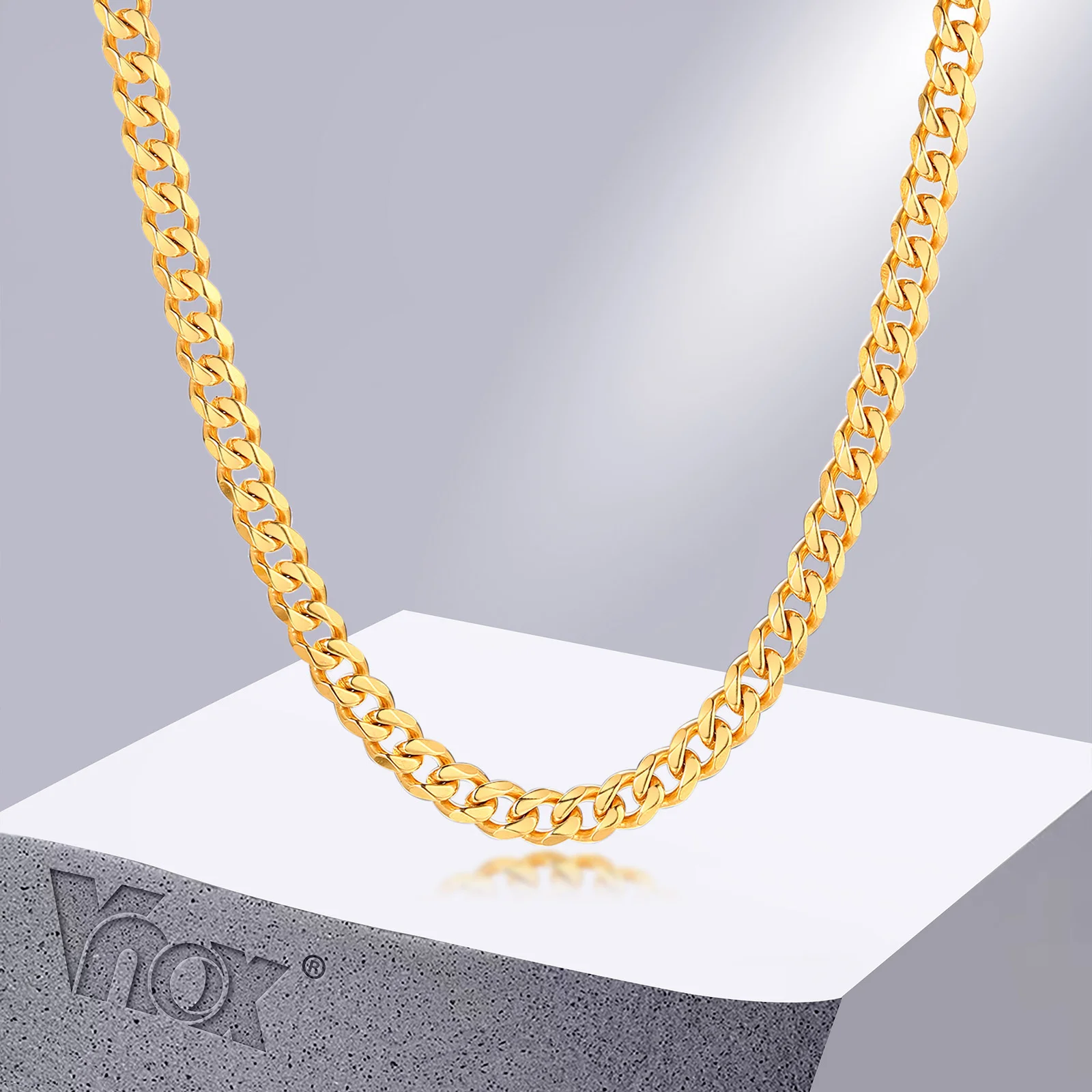 Vnox Women Chain Necklaces, Cuban Miami Curb Chain, Herringbone Flat ...