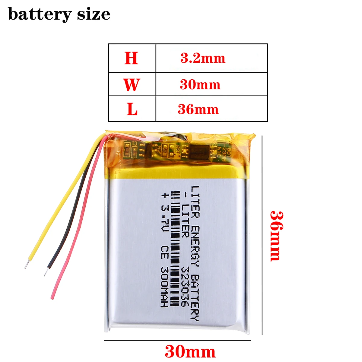 MP3/MP4 / mobile phone battery 323036 3.7V 300mAh lithium polymer ...