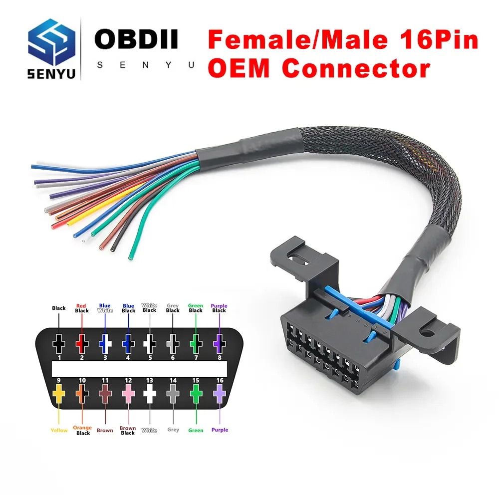 10-30cm-DIY-16pin-J1962-OBD2-Extension-Cable-Male-line-to-Female ...
