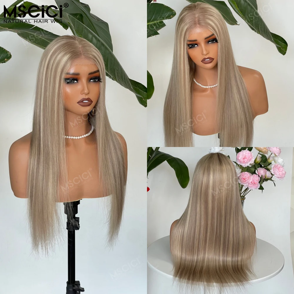 MSCICI Highlight Ash-Gilded Luster Straight 100%Upgrade Virgin Hair 160 ...