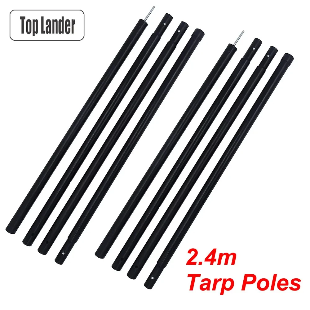 2-4m-Tarp-Poles-240cm-Adjustable-Heavy-Duty-Iron-Support-Pole-Shelter ...