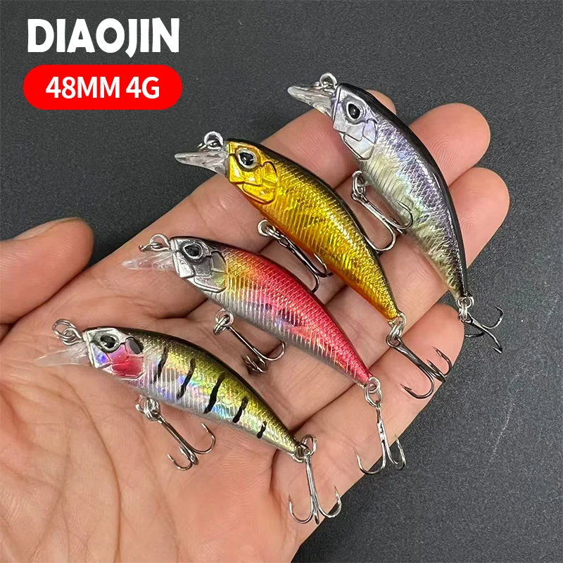 48mm 4g Mini Minnow Fishing Lure Jerkbait 48s Stream Sinking Pesca ...