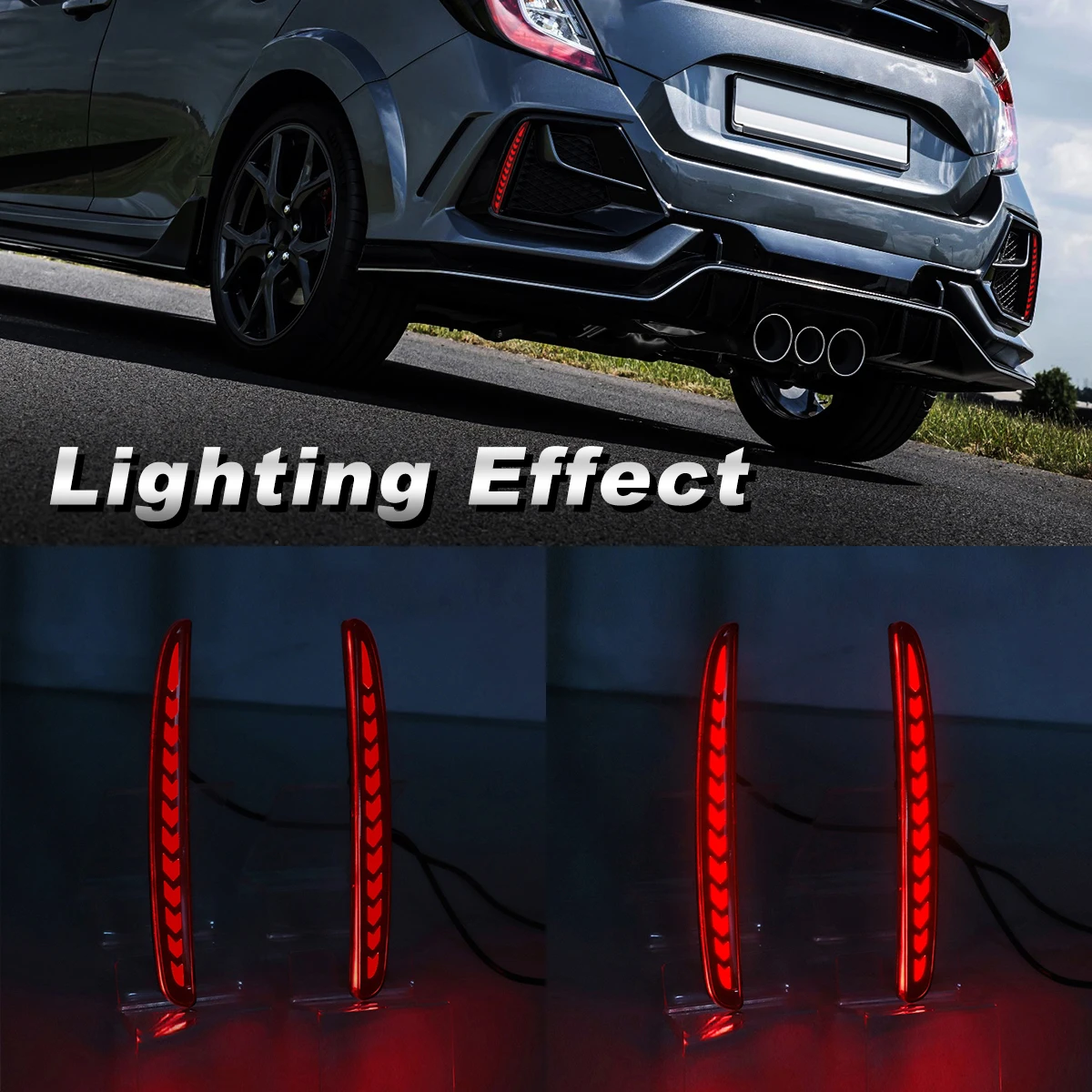 Car Rear Bumper Light For Honda Civic Type-R Hatchback 2016 2017-2020 ...