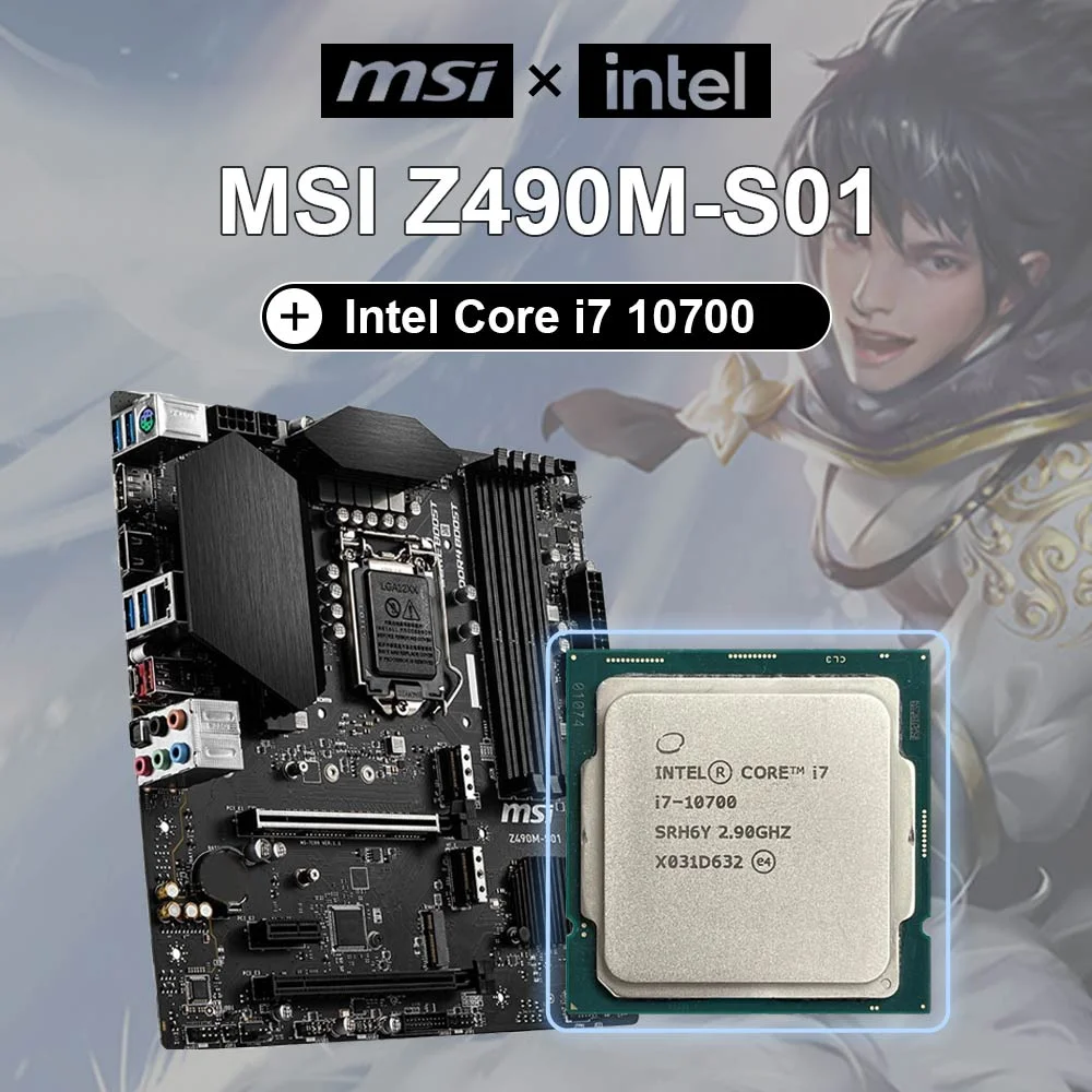 Intel Core I7-10700 Cpu + Msi Novo Z490m-s01 Placa-mãe Lga 1200 Ddr4 ...