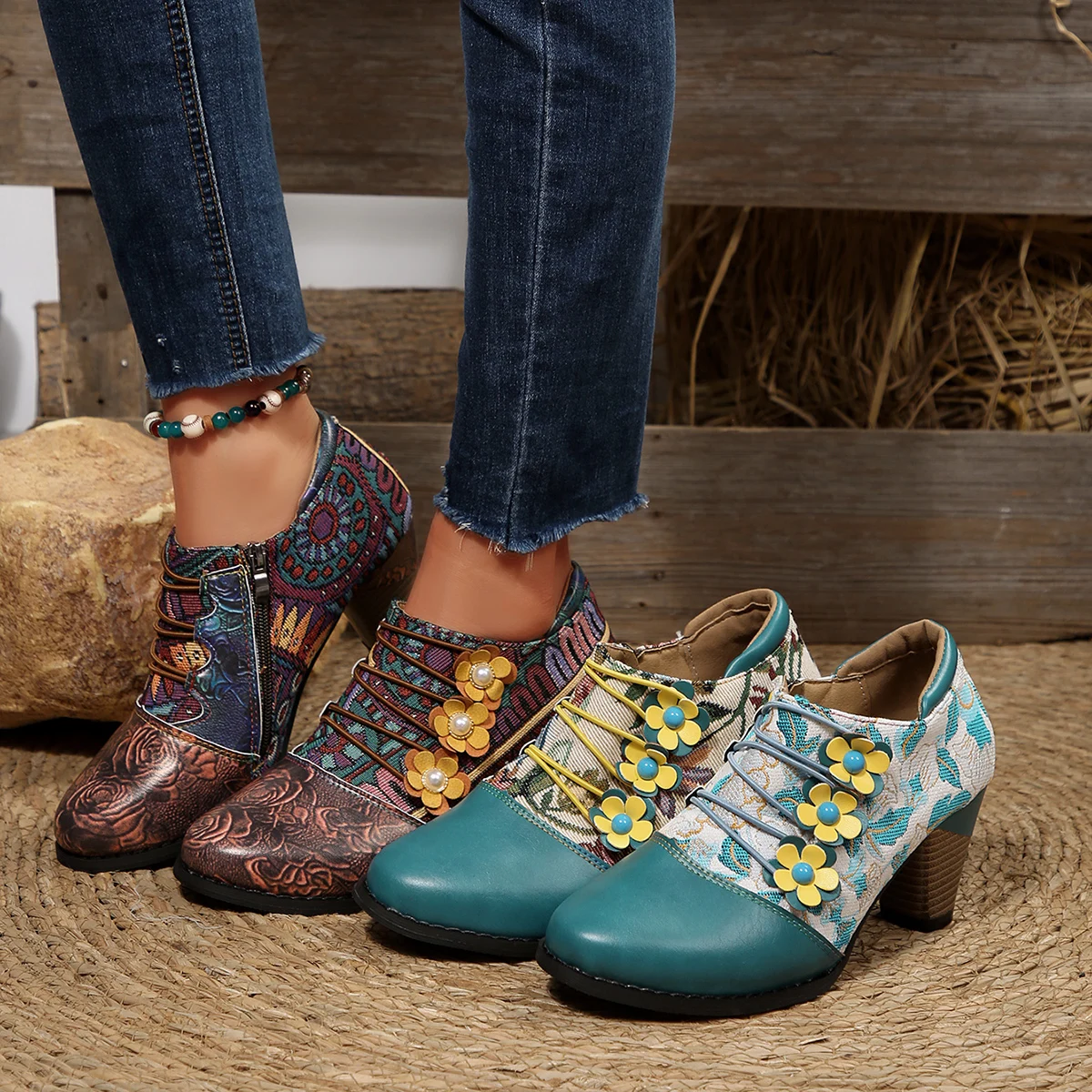Spring and Autumn Women's Boots, Retro Pointed Toe Fashion High Heels ...