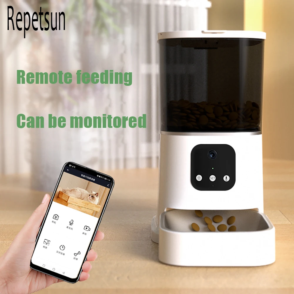 6L Large Capacity Pet Automatic Feeder Smart Voice Recorder APP Control ...