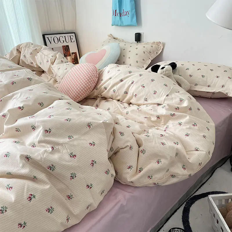 Ins-Small-Floral-Bedding-Set-Lovely-Duvet-Cover-Flat-Sheet-and ...