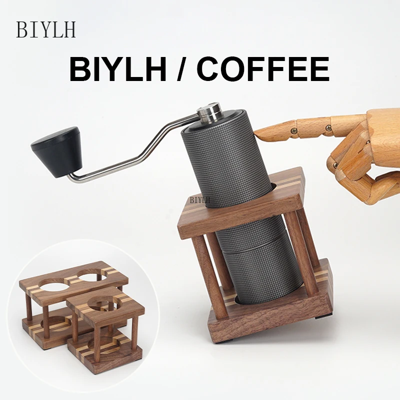 BIYLH-Coffee-Bean-Hand-Grinder-Storage-Rack-Solid-Wood-Round-Hand ...