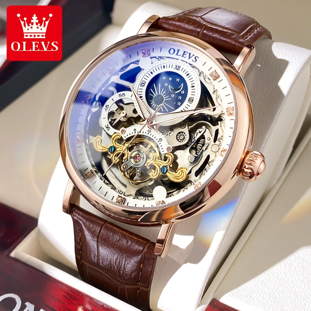 Olevs New Fashion Hollow Flywheel Automatic Mechanical Watch For Men ...