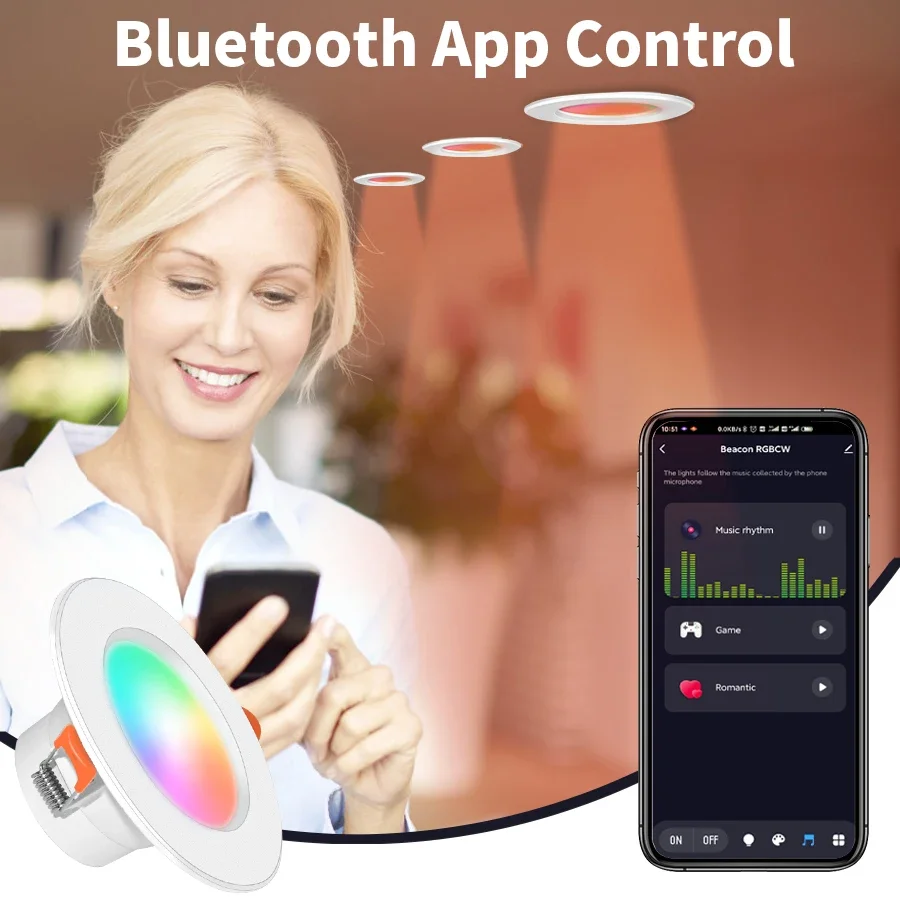 Tuya Smart Bluetooth Ceiling Spotlight APP Control – In Touch Decor