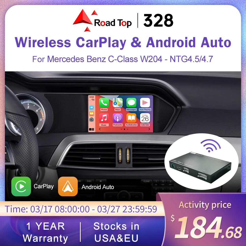 Road Top Wireless CarPlay for Mercedes Benz C Class W204 NTG4.5/4.7 ...