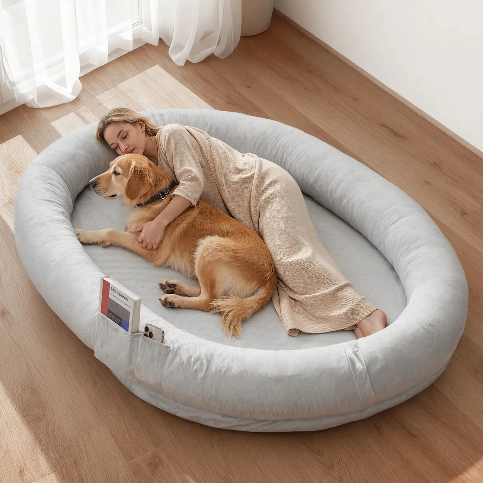 SucceBuy Human Dog Bed Orthopedic Memory Foam Human Sized Dog Bed with ...