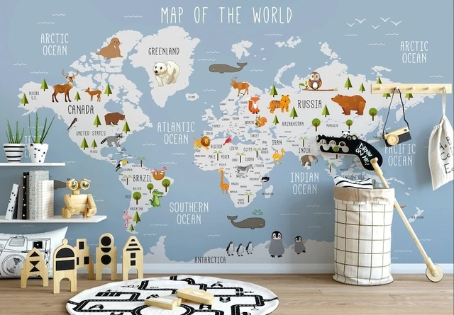 Cute World Map Mural