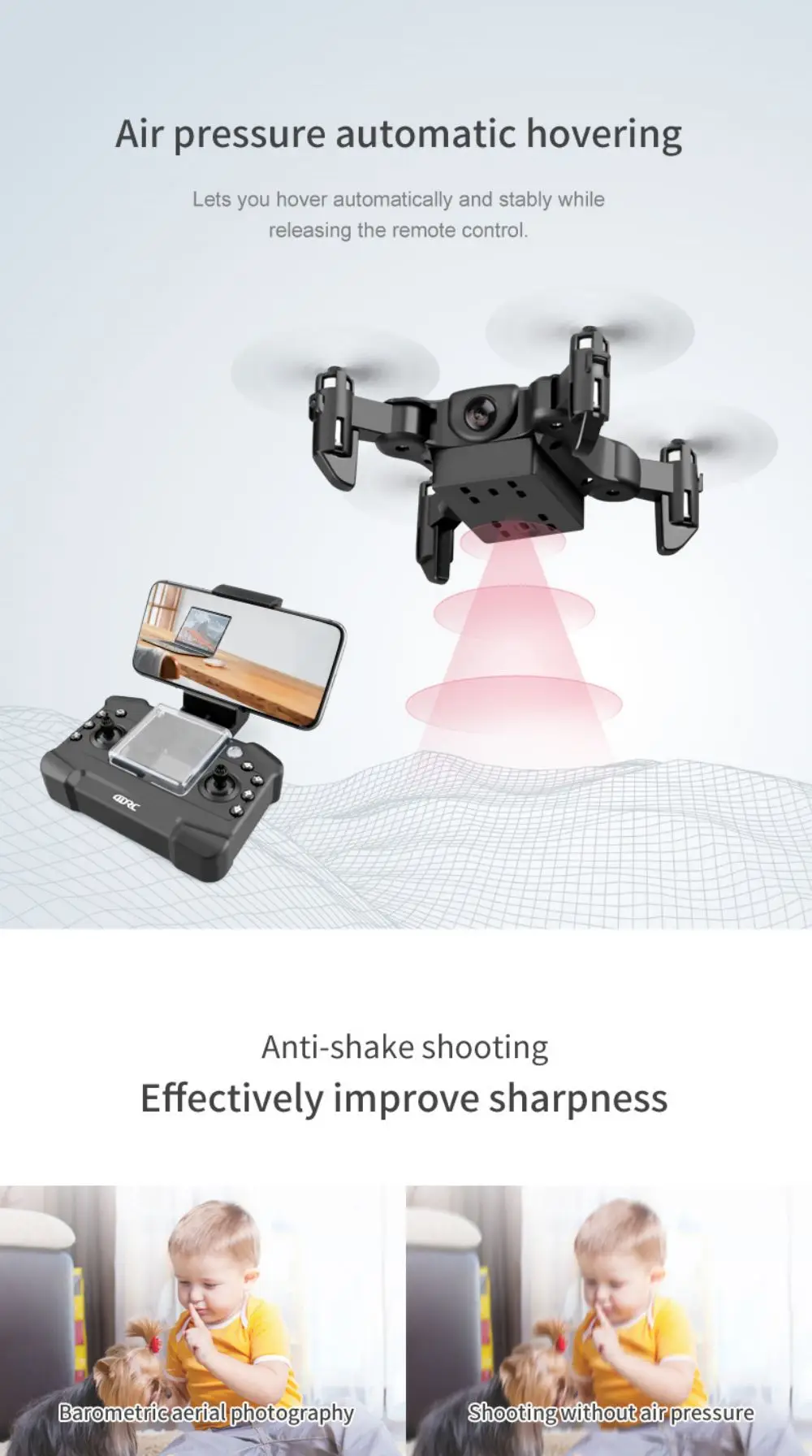 4drc V2 Mini Remote Control Drone With Hd Camera Wifi Fpv Foldable Quadcopter One Key Take Off ...