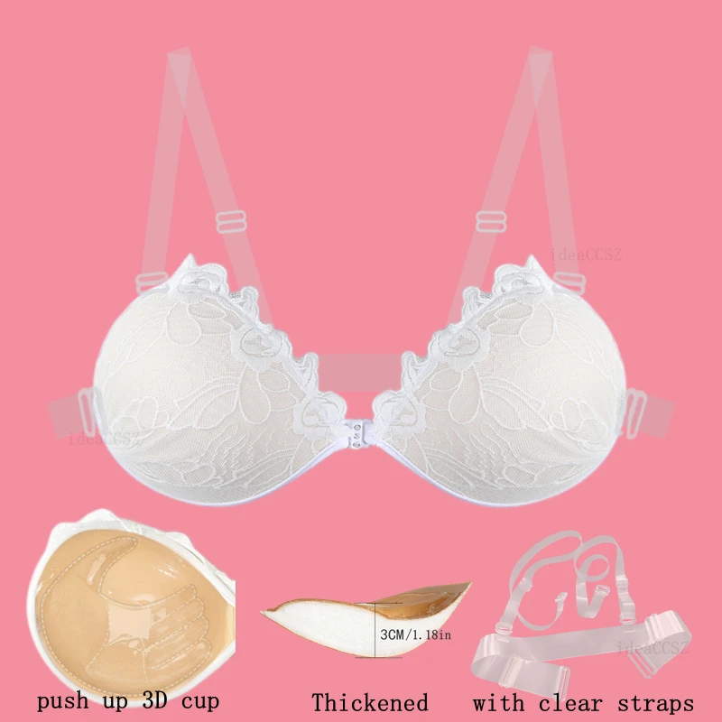 Sexy-Sticky-Invisible-Bra-3D-Push-Up-Thick-Cup-Lace-Adhesive-Backless ...