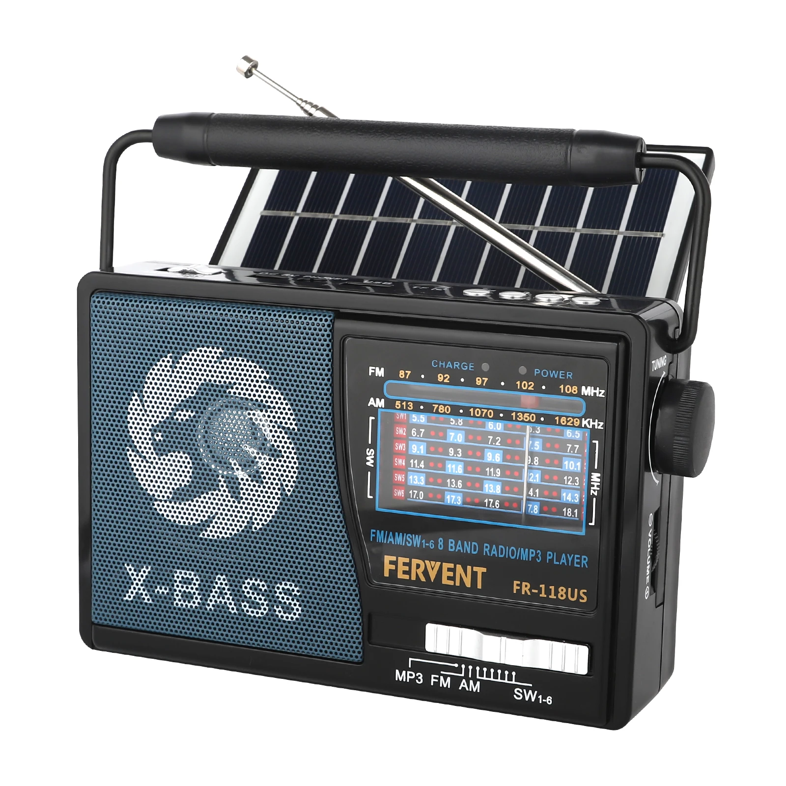 Solar AM/FM portable radio with flashlight, output 3W FM/AM/SW1-6/USB ...