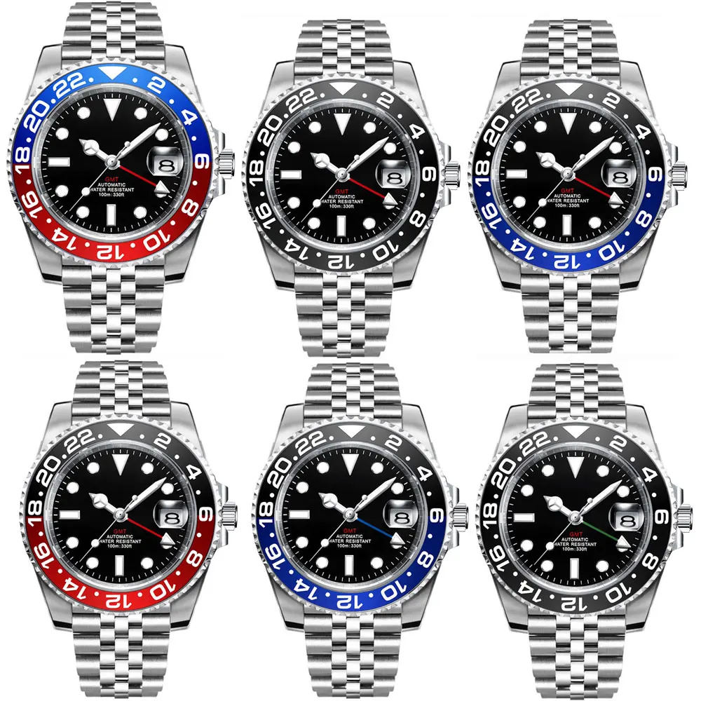 40mm-GMT-Men-s-Mechanical-Watches-100M-Waterproof-Custom-LogoCeramic ...