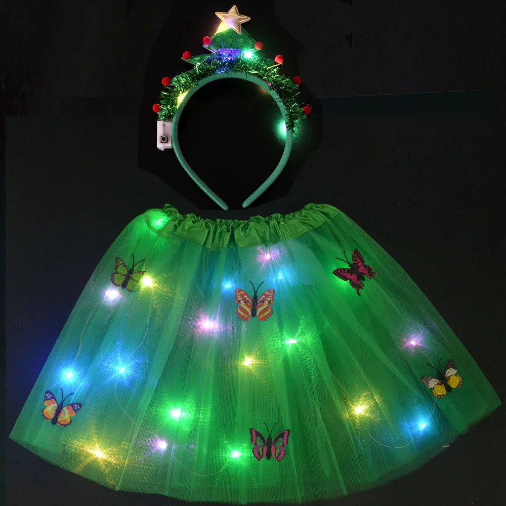 Child Kids Girl LED Blinking Light Up Tutu Skirt Dance Clothing Party ...