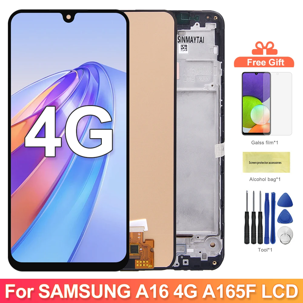 슈퍼 AMOLED 디스플레이 터치 스크린 디지타이저, 삼성 A16 4G A165F A165M, 삼성 A16 5G A166B ...