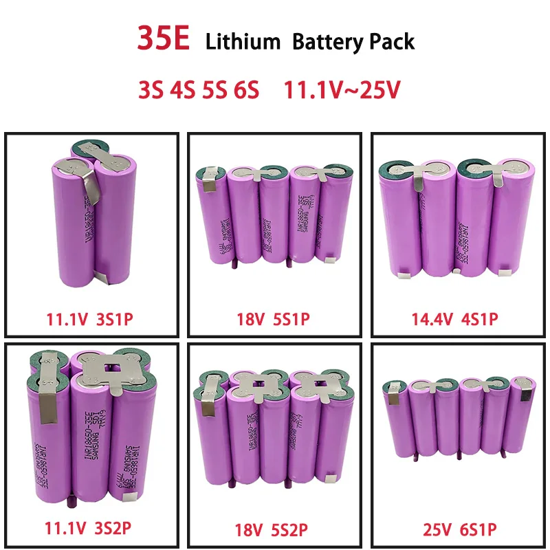 18650-35E-battery-pack-3S1P-3S2P-4S1P-4S2P-5S2P-6S1P-3500mAh-7000mAh ...
