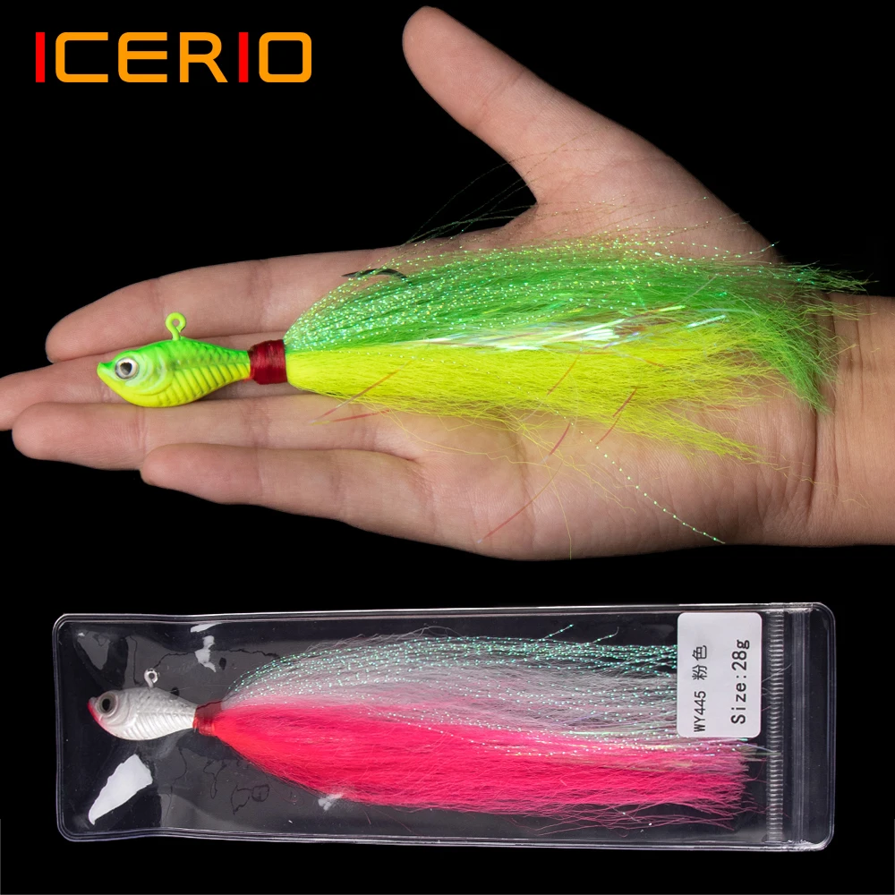 ICERIO 10g 14g 28g Multicolors Jig Head Streamer Fly Saltwater Fishing ...