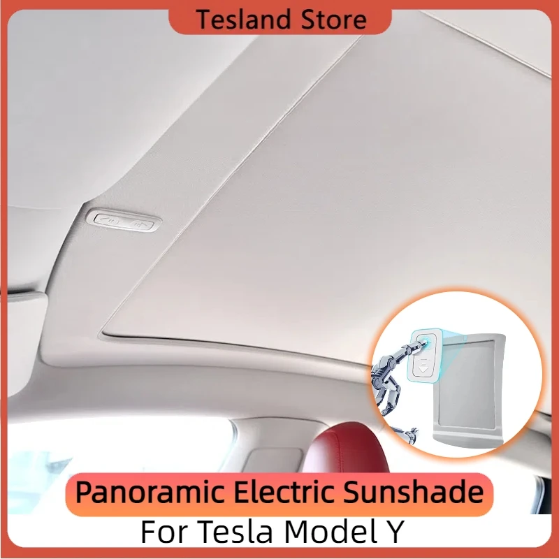 Panoramic-Electric-Sunshade-For-Tesla-Model-Y-Integrated-Car-Roof-Shade ...
