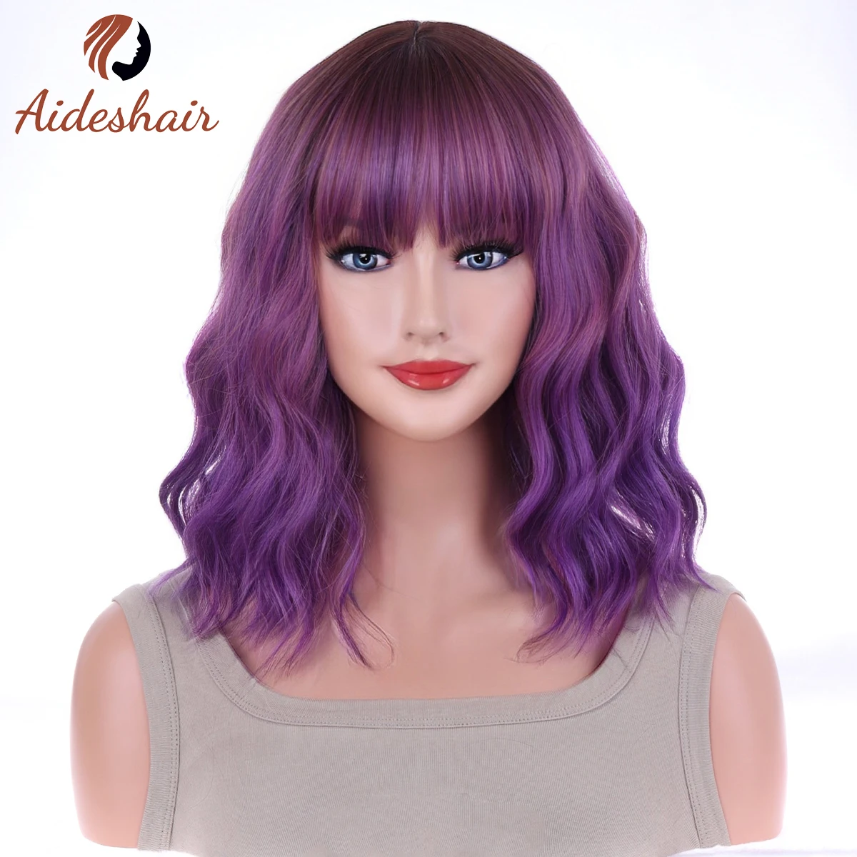 Aideshair-Women-with-short-purple-short-curly-fringe-Cosplay-synthetic ...