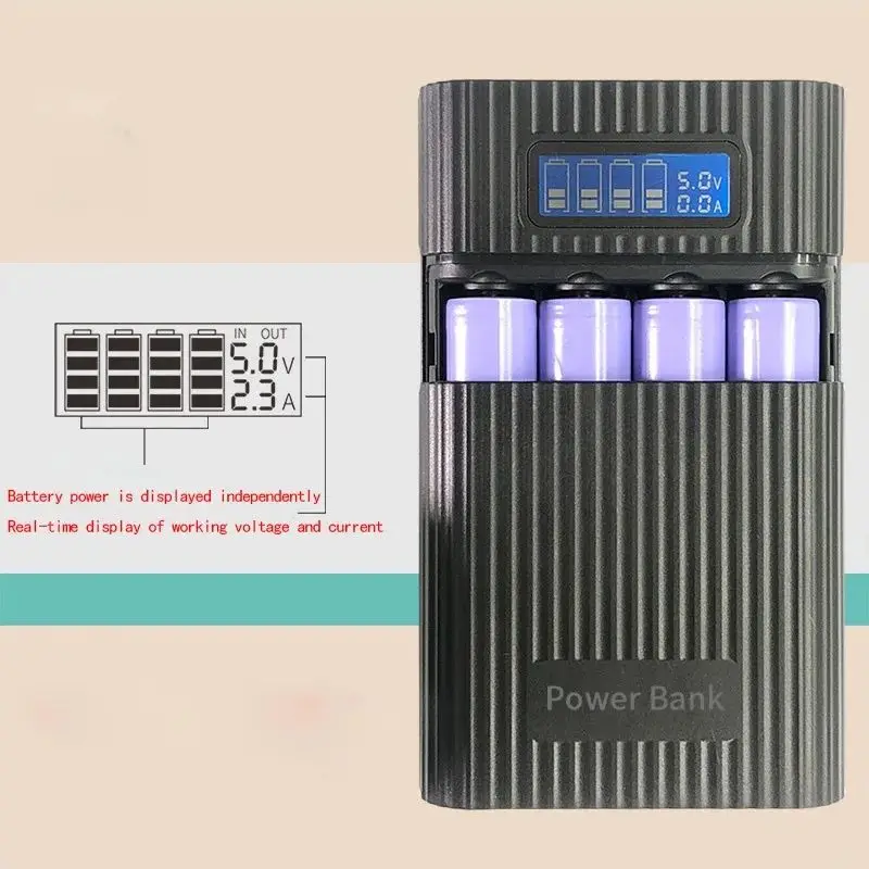 Battery-Charger-Case-Portable-DIY-4x18650-Power-Bank-Box-with-2-USB ...