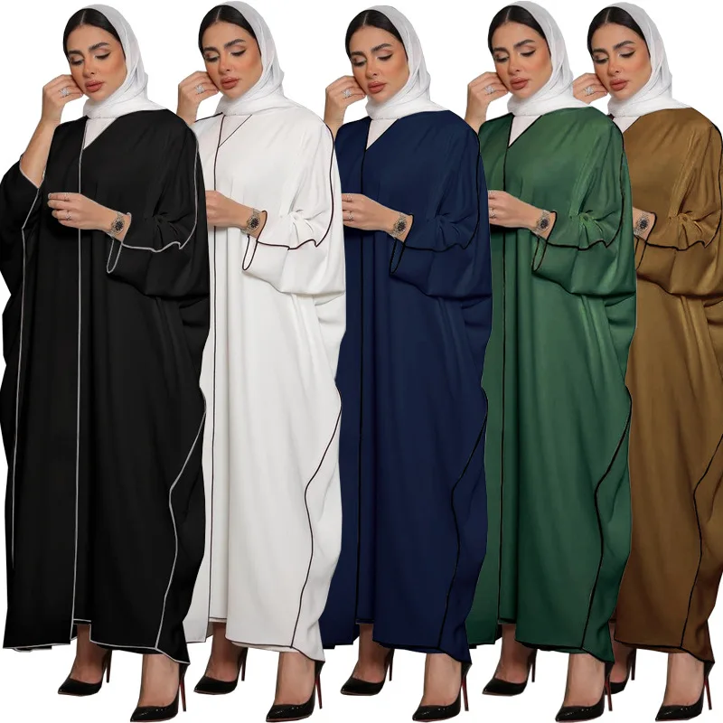 Ramadan-Contrast-Trims-Muslim-Kimono-Abaya-Dubai-Turkey-Islam-Arabic-Jalabiya-Women-Clothing ...