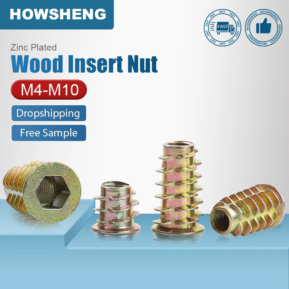 HOWSHENG 10-60pcs Thread Insert Nut M4 M5 M6 M8 Carbon Steel Zinc ...