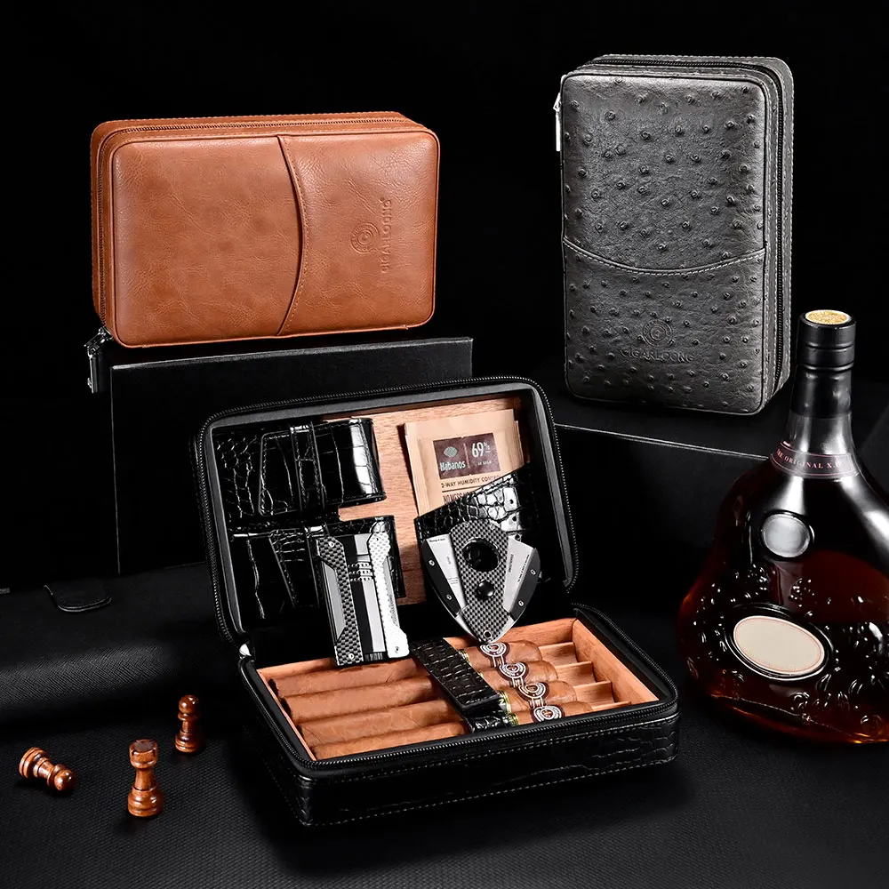 Cigar-Humidor-Cow-Leather-Cigarette-Set-Gift-Box-Portable-Multi ...