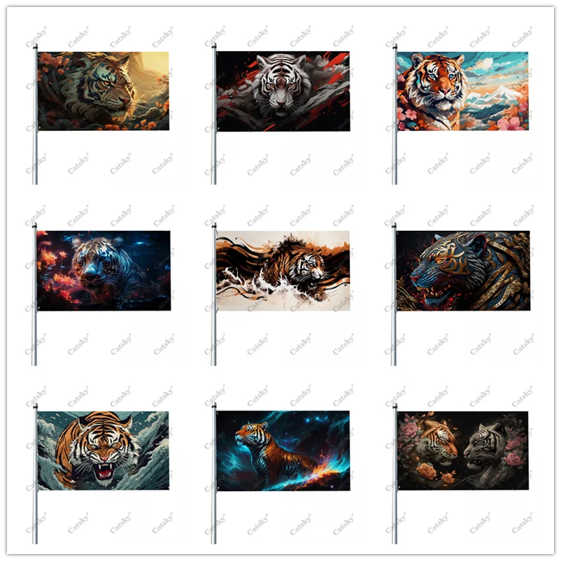 Tattoo-Tigers-Flag-3x5Ft-Banner-Decorations-Double-Sided-Printed-Yard ...