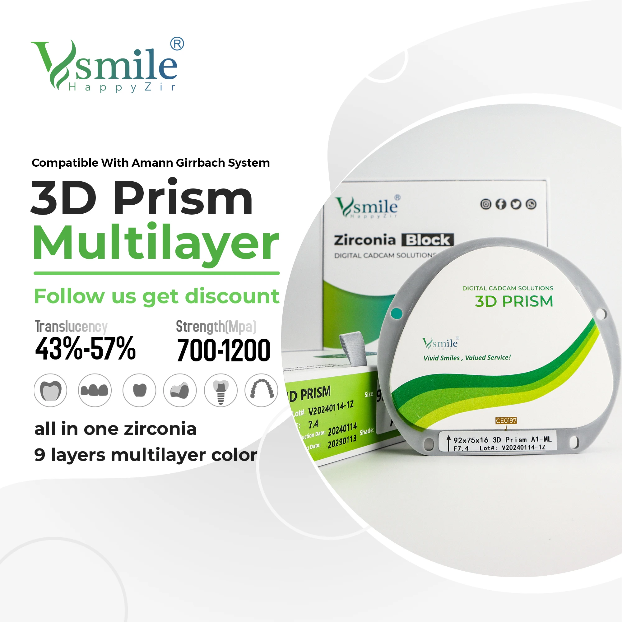 AG-3D-Prism-Zirconia-Block-Multilayer-Zirconia-Vita16shades-Long-Bridge ...
