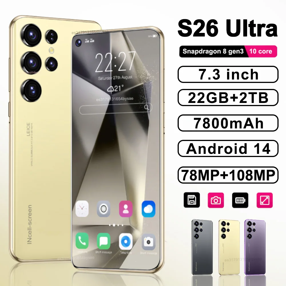 S26-Ultra-Android-14-Smartphone-Telefones-celulares-desbloqueados-NFC-Celular-Dual-SIM-7-8-108MP ...